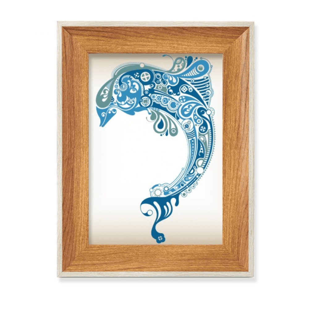 Blue Ocean Dolphin Illustrate Desktop Wooden Photo Frame Display ...