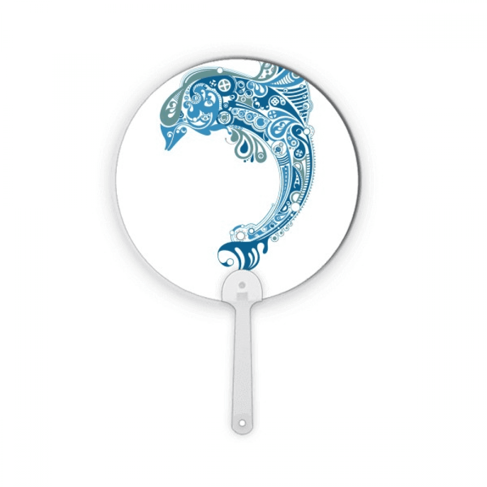 Blue Ocean Dolphin Illustrate Plastic Round Handheld Fan Decorations ...