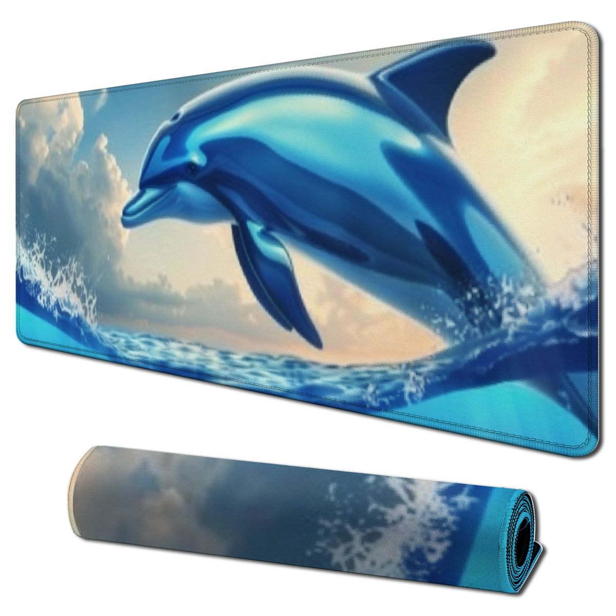 Blue Ocean Dolphin Pattern Large Office Gaming Mouse pad Strong Adhesion and Durability ...