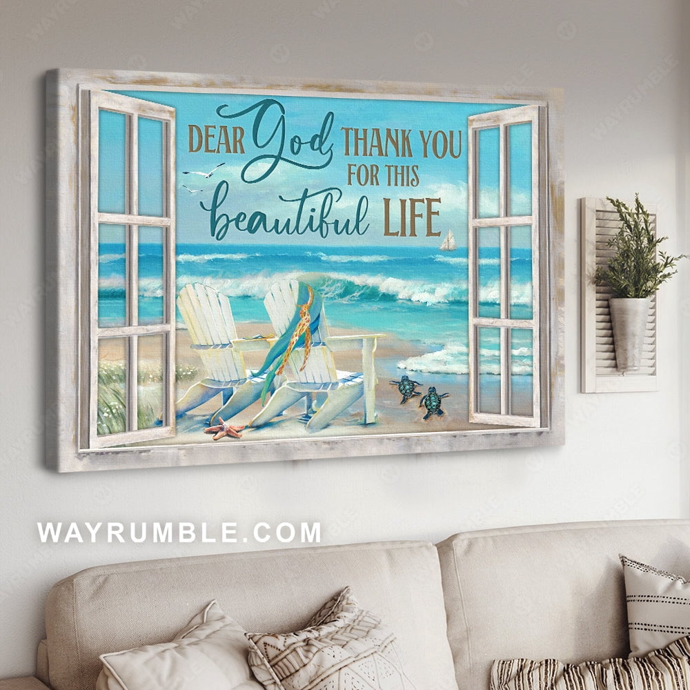 Blue Ocean Drawing White Chairs Turtle Thank You For This Beautiful ...