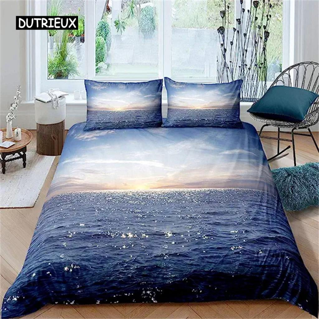 Blue Ocean Duvet Cover Waves Bedding Set Hawaiian Tripocal Sea Wave Sea ...