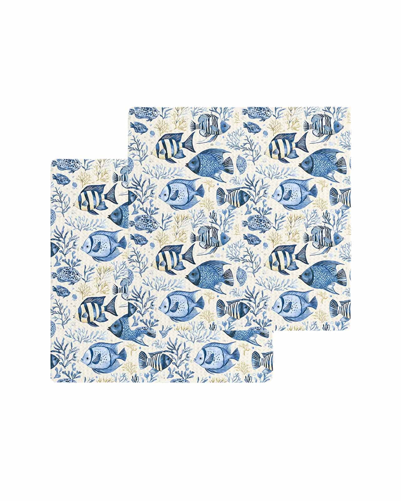 Blue Ocean Fish Kitchen Dish Towels for Drying Dishes Set of 2 ...