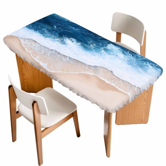 Blue Ocean Fitted Rectangle Tablecloth 24" x 36" Wave Beach Abstract ...