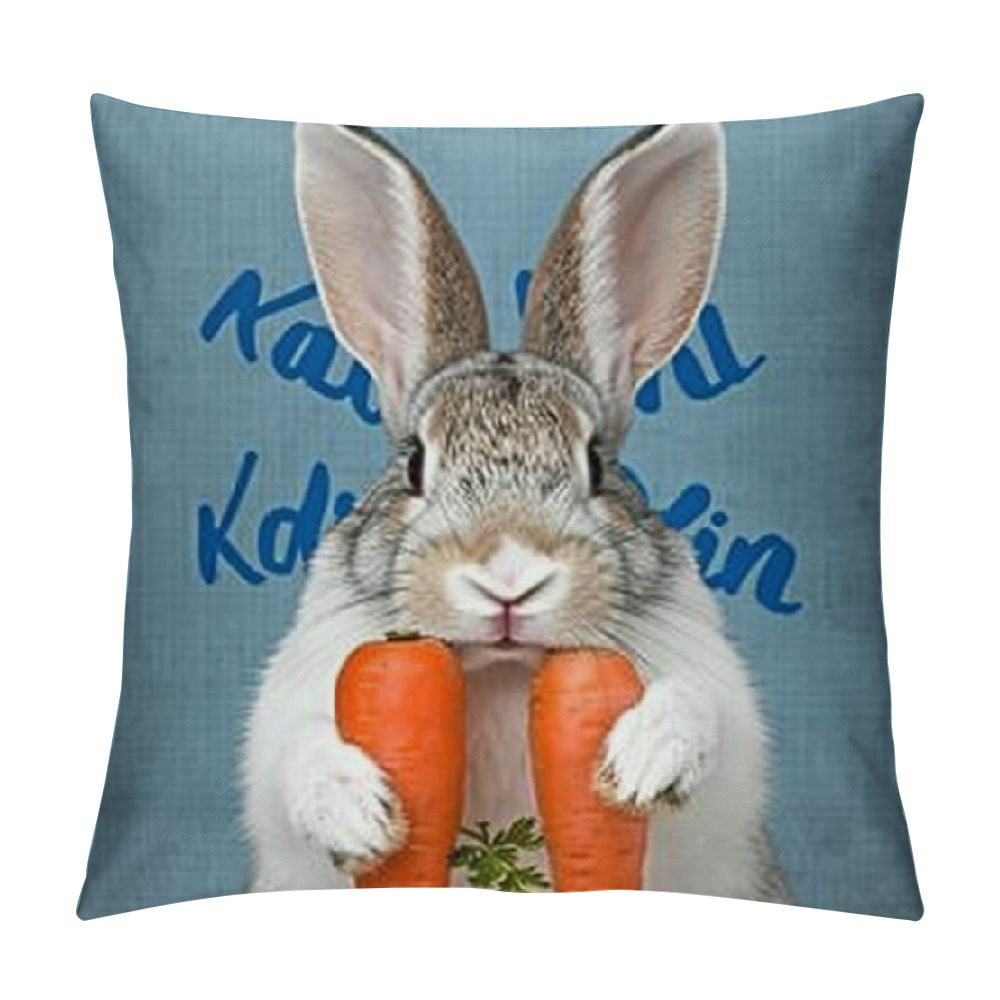 Blue Ocean Friendly Dolphin Pattern Rabbit Throw Pillow Square Cover ...