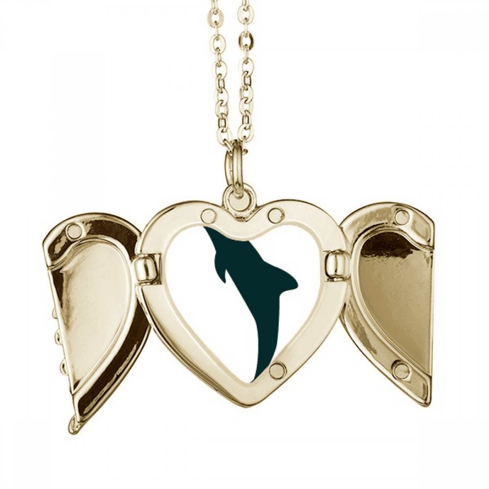 Blue Ocean Friendly Streamline Dolphin Folded Wings Peach Heart Pendant ...