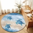 Blue Ocean Gradient Weaves Round Rug 3ft Summer Beach Sea Turtle ...