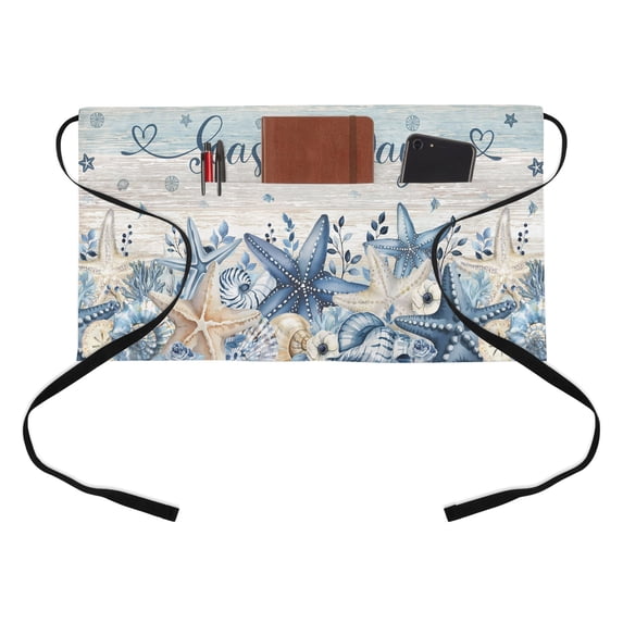 Blue Ocean Half Waist Apron Seas The Day Short Waiter Aprons with 3 ...