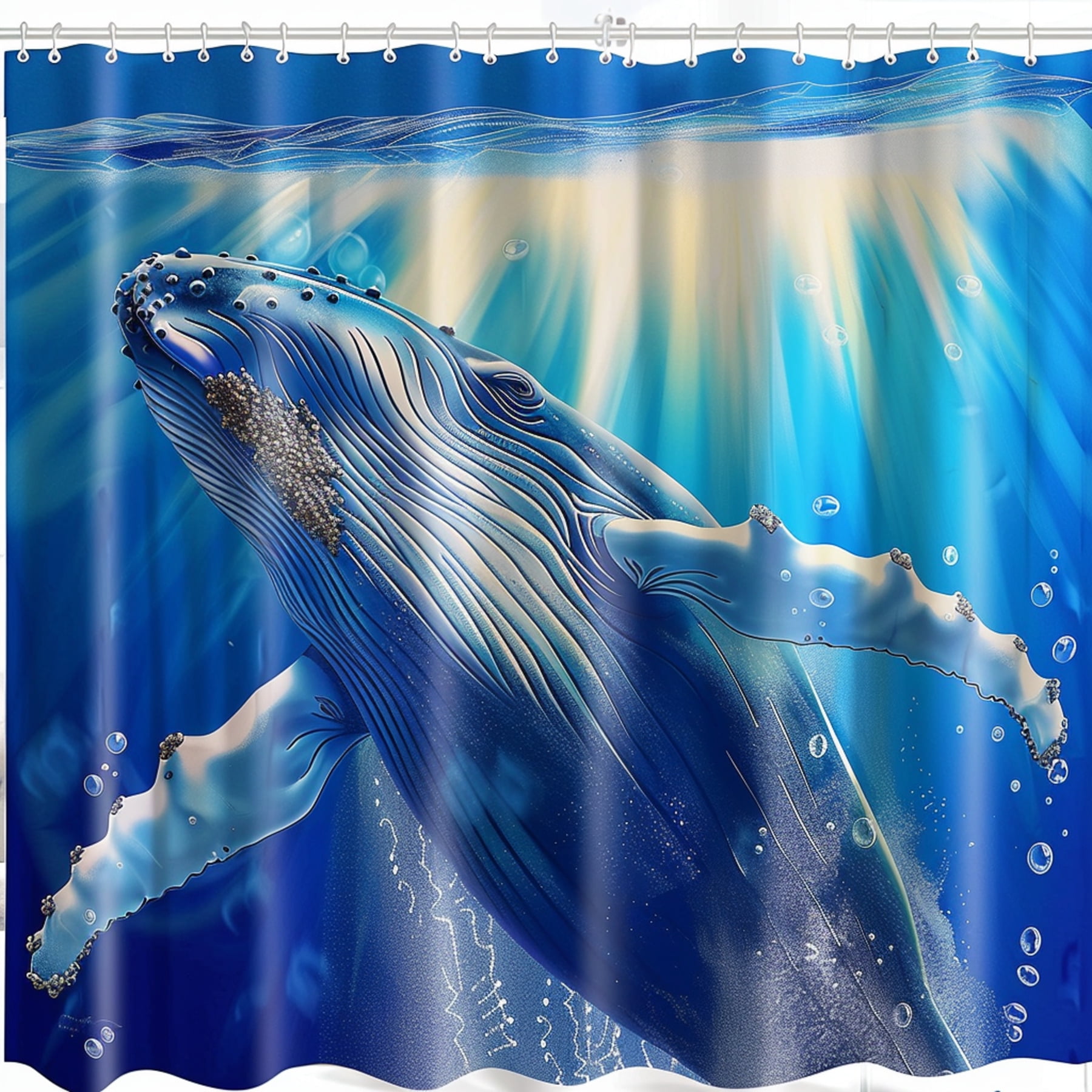 Blue Ocean Humpback Whale Shower Curtain High Definition Print with ...