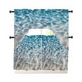 Blue Ocean Kitchen Curtain and Valance Set 3 Pieces, Rod Pocket Short ...