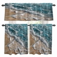 Blue Ocean Kitchen Curtains Set for Windows, Wave Beach Coastal Ripple ...