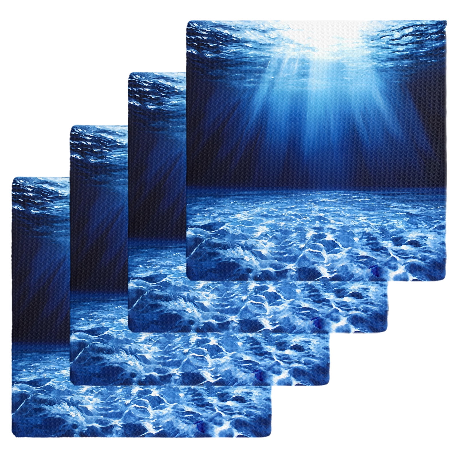 Blue Ocean Kitchen Dish Towels for Drying Dishes Set of 4, Underwater ...