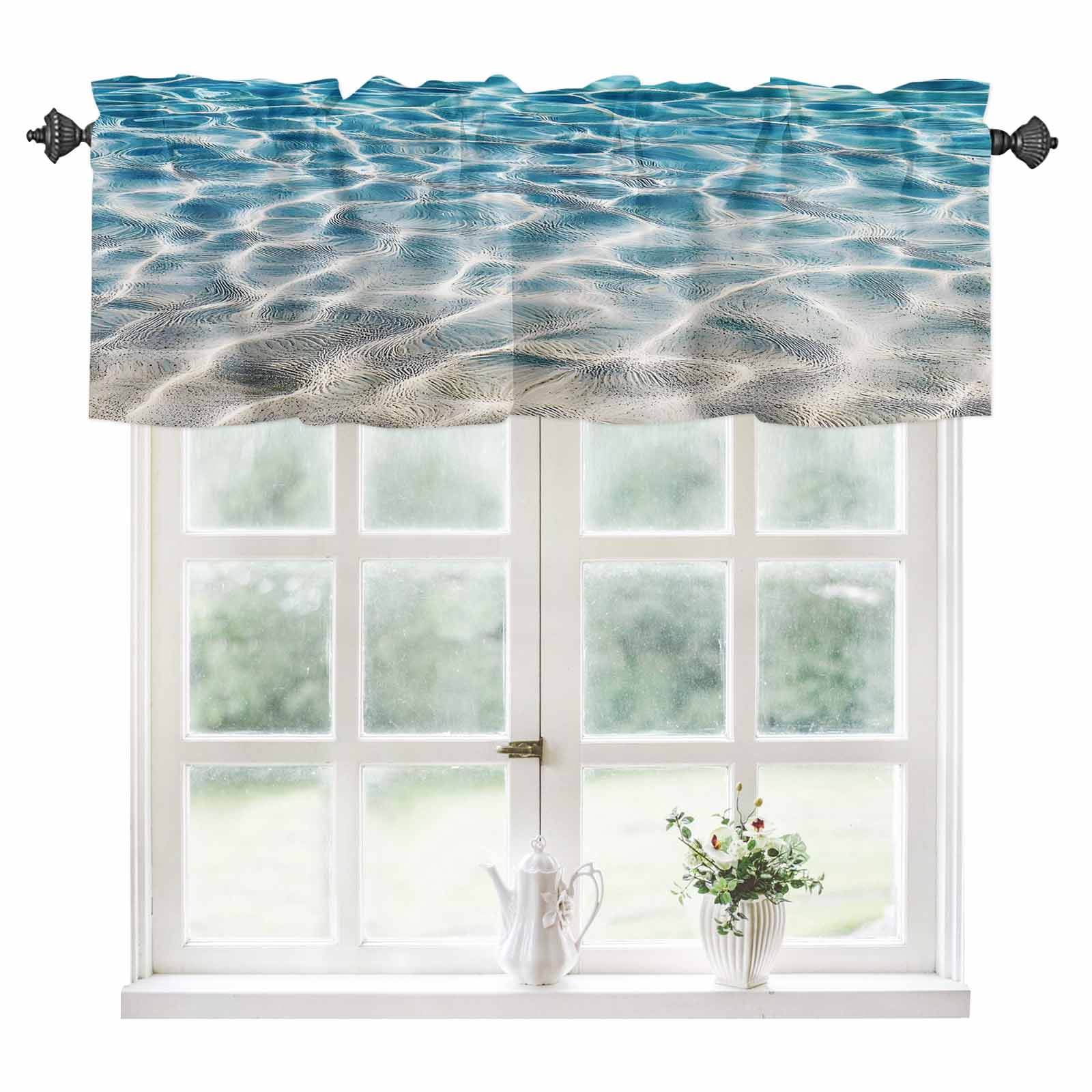 Blue Ocean Kitchen Valances for Windows 42x12 Inch Kitchen Curtains ...
