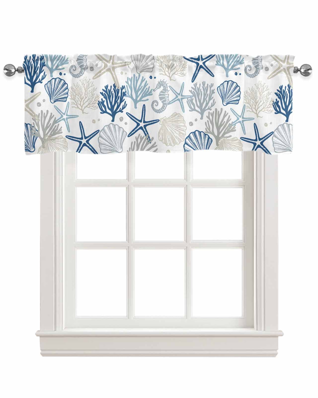 Blue Ocean Kitchen Valances for Windows Farmhouse Linen Window Valance ...