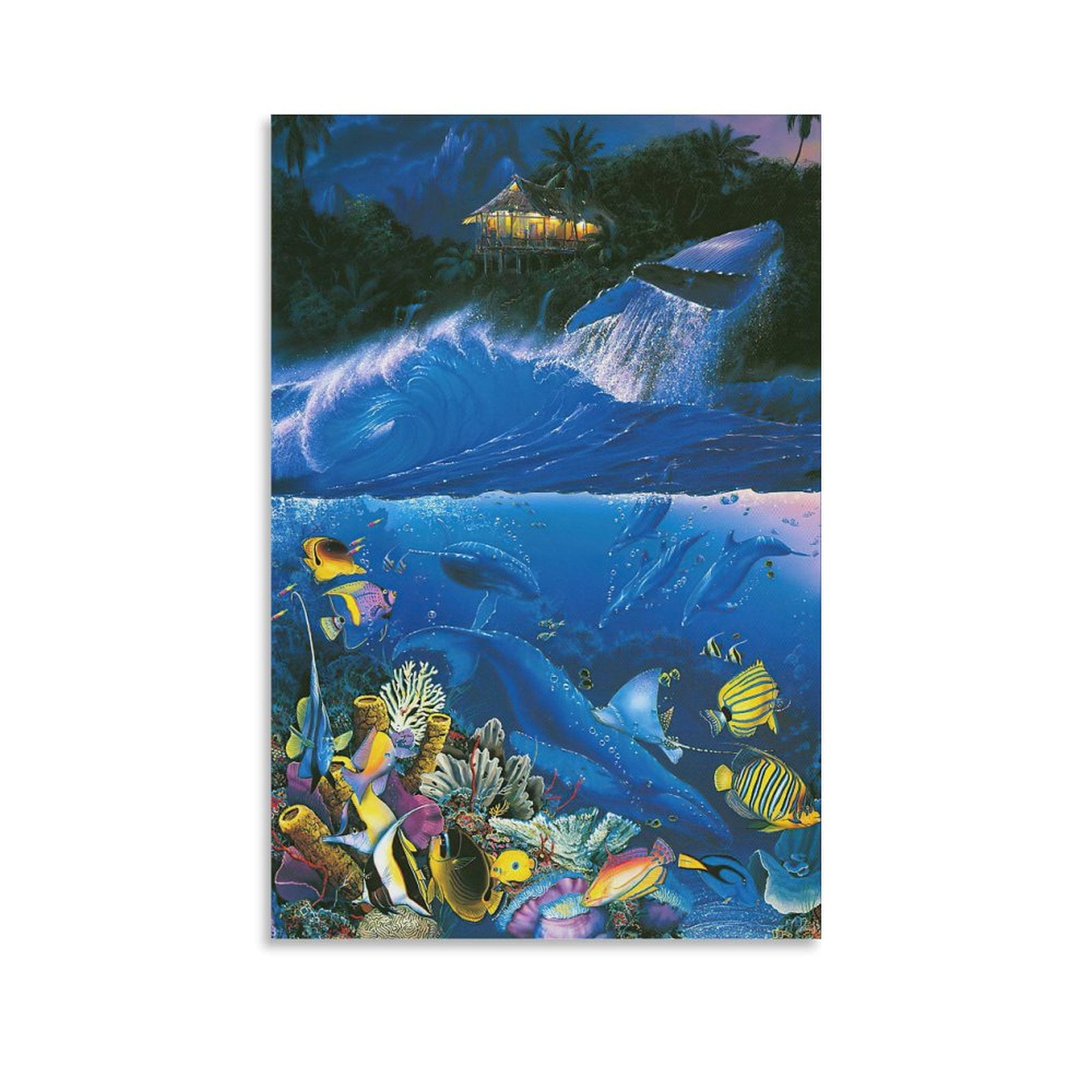 Blue Ocean Lassen Colorful Ocean Seascape Dolphin Coral Reef Poster (10 ...