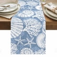 Blue Ocean Life Cotton Linen Table Runner Coastal Starfish Nautical ...