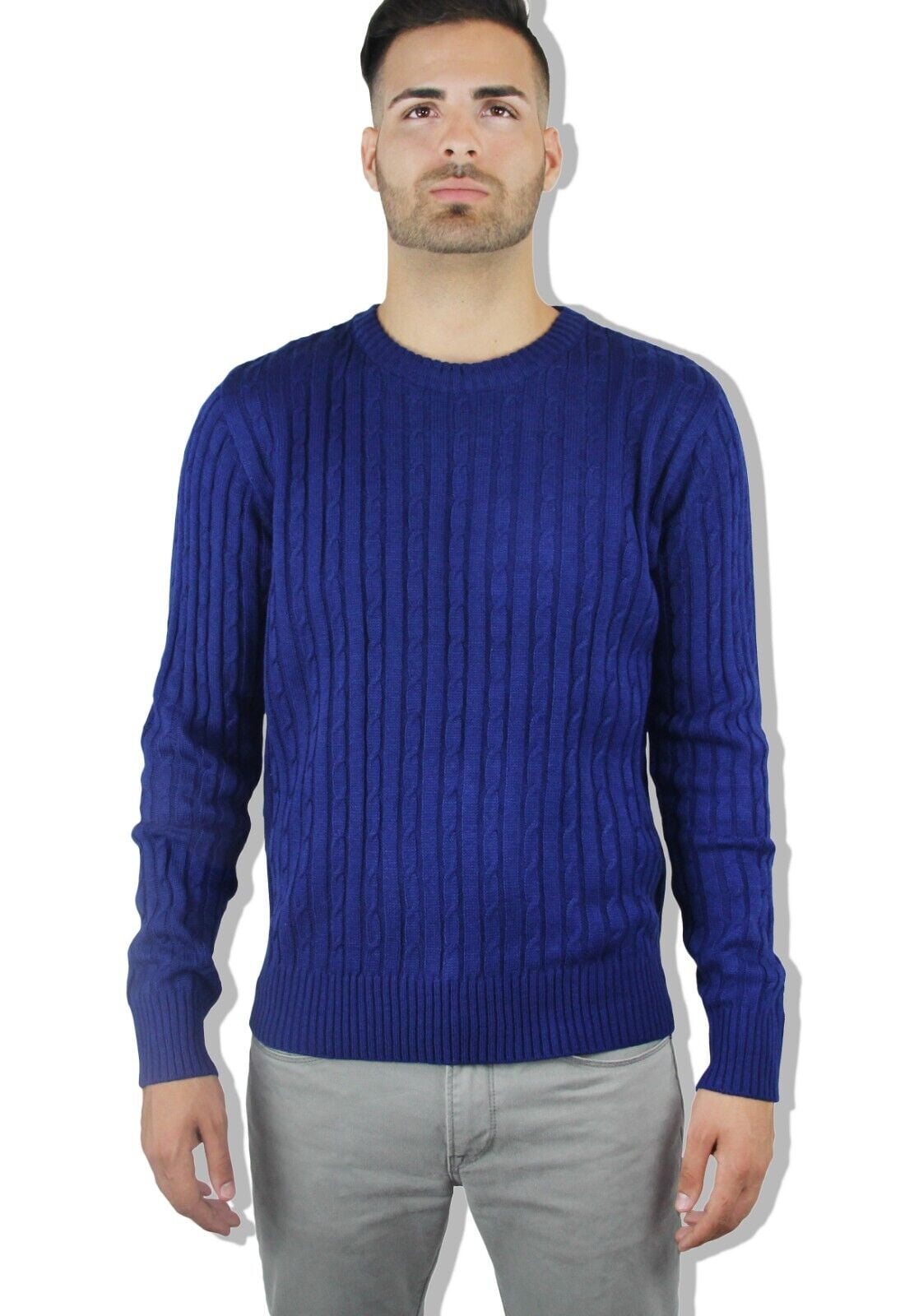 Blue Ocean Mens Cable Crew Neck Sweater (sw-333) - Walmart.com