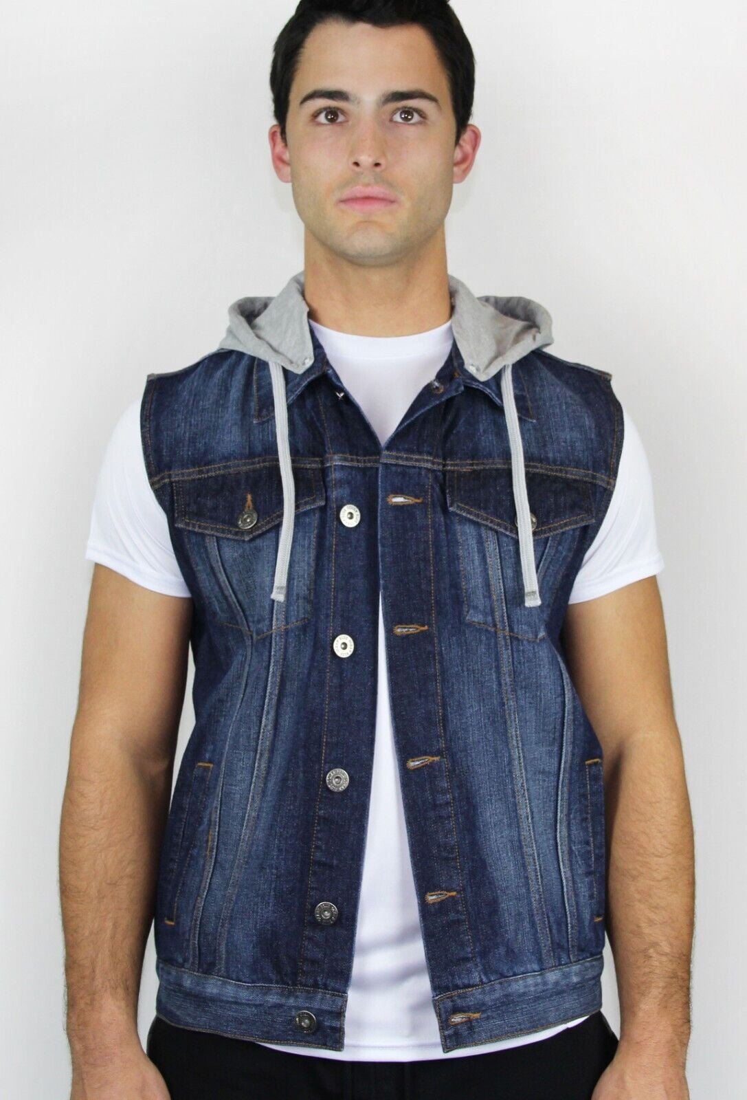 Blue Ocean Mens Denim Vest w/Detachable Hood (jv-015) - Walmart.com