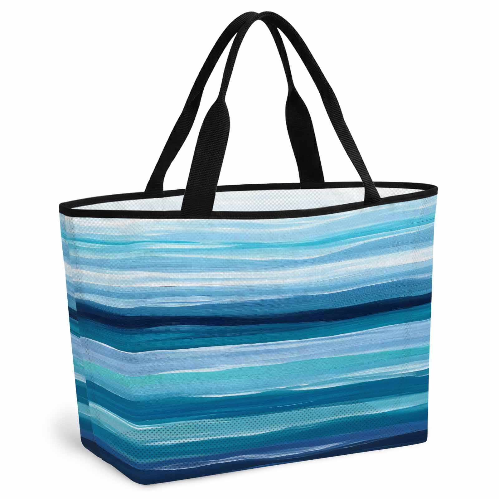 Blue Ocean Mesh Beach Bag for Women Men,Large Beach Tote Waterproof ...