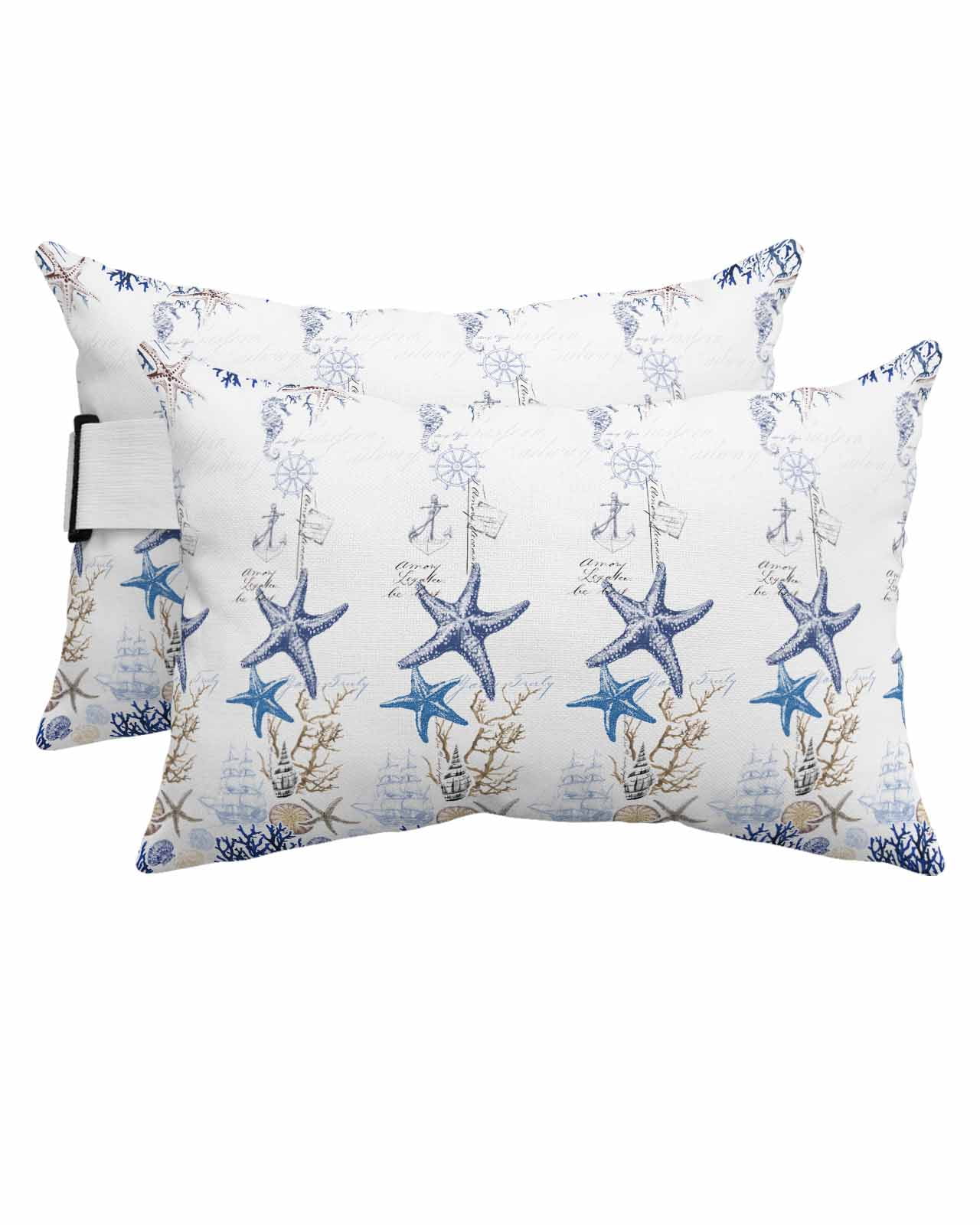 Blue Ocean Outdoor Head Resting Pillows with Insert Starfish Shell ...