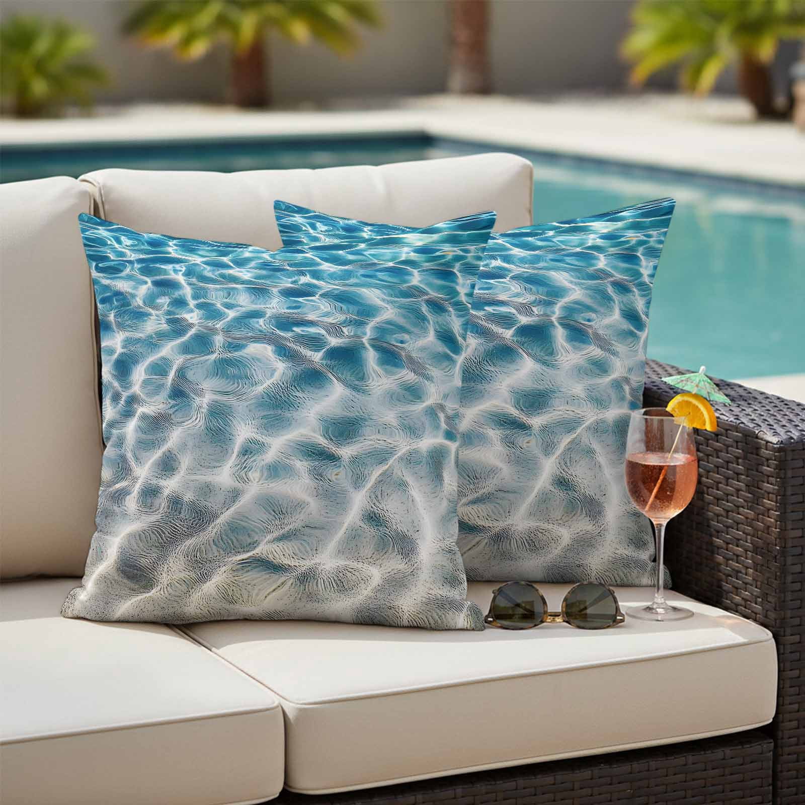 Blue Ocean Outdoor Pillow Covers 20x20 Inch Throw Pillow Covers Set of ...