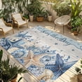 Blue Ocean Outdoor Rug 4x6 ft Seas The Day Non Slip Patio Rug Washable ...