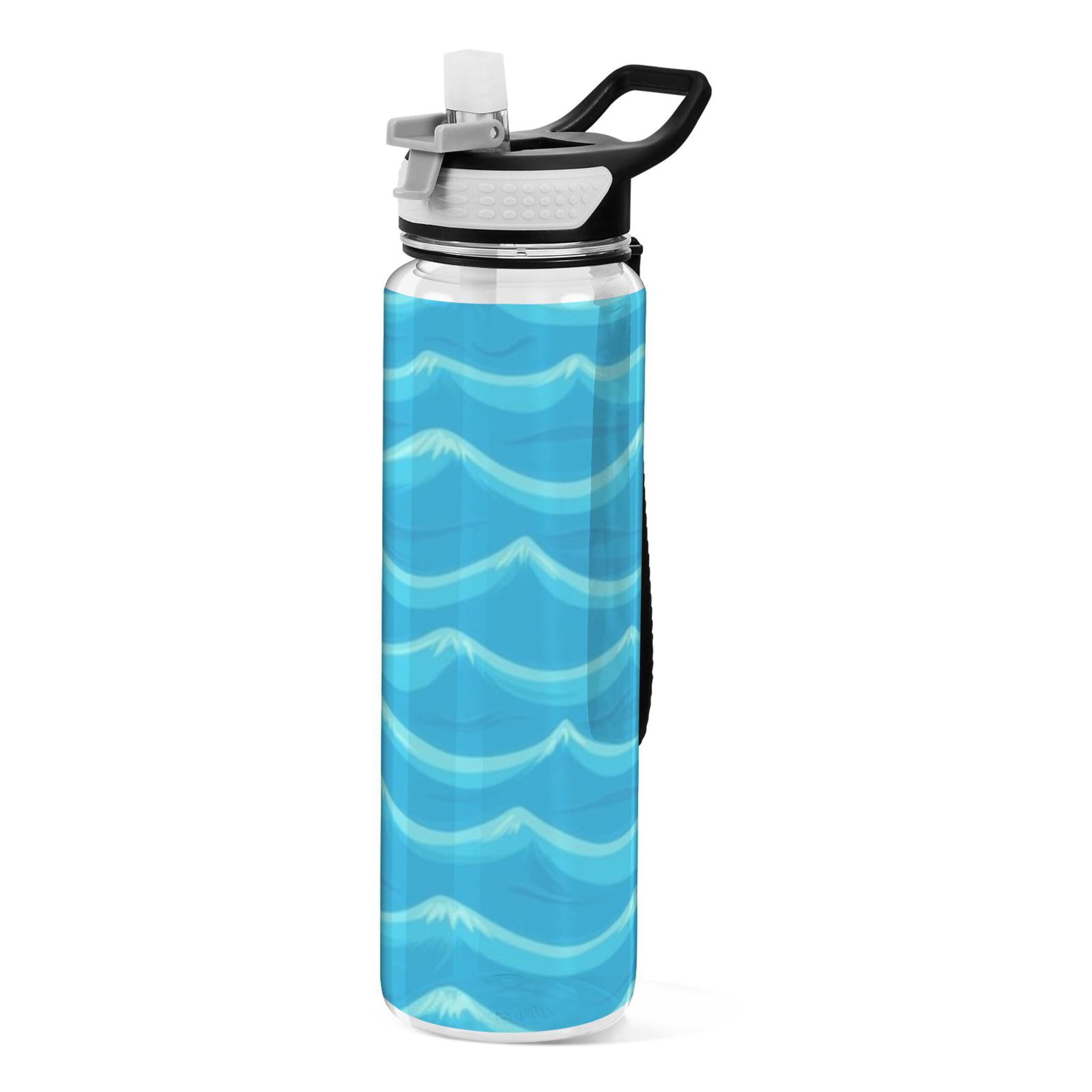 Blue Ocean Pattern Sport Water Bottle Tritan with Straw 1000ml Portable ...