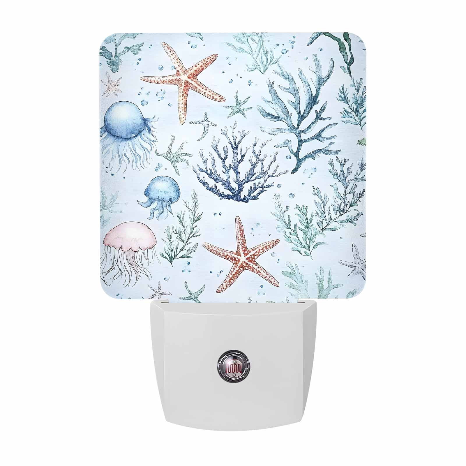 Blue Ocean Plug-in LED Night Lights Coral Jellyfish Starfish Auto Dusk ...