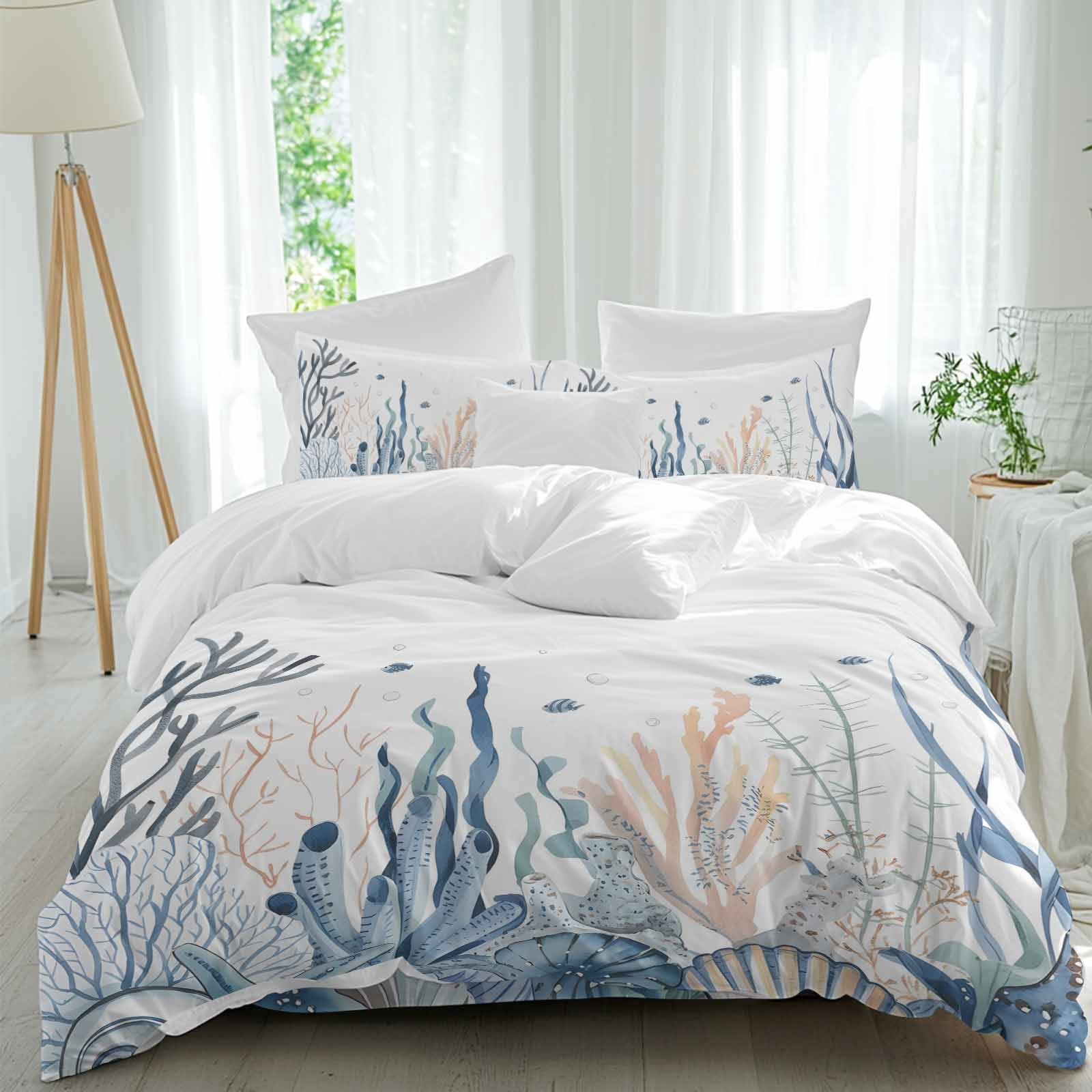 Blue Ocean Queen Size 4 piece Duvet Cover Set,3 Comfort Bedding Set ...