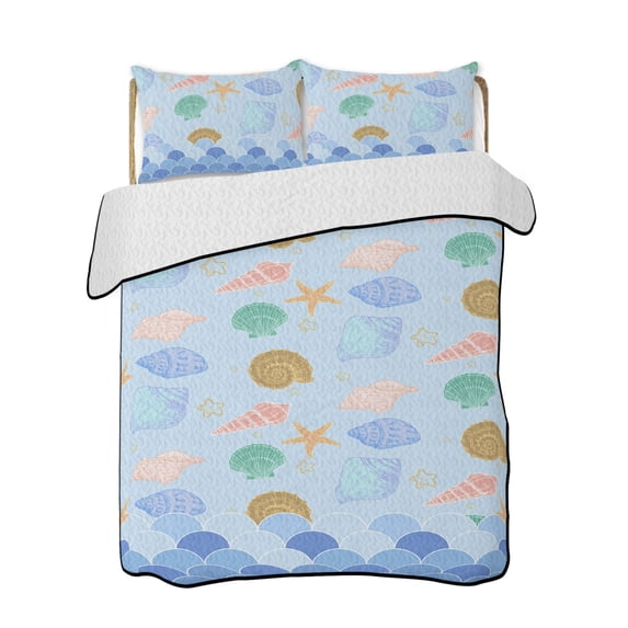 Blue Ocean Quilts Bedding Set Twin Size Shell Starfish Mermaid Fish ...