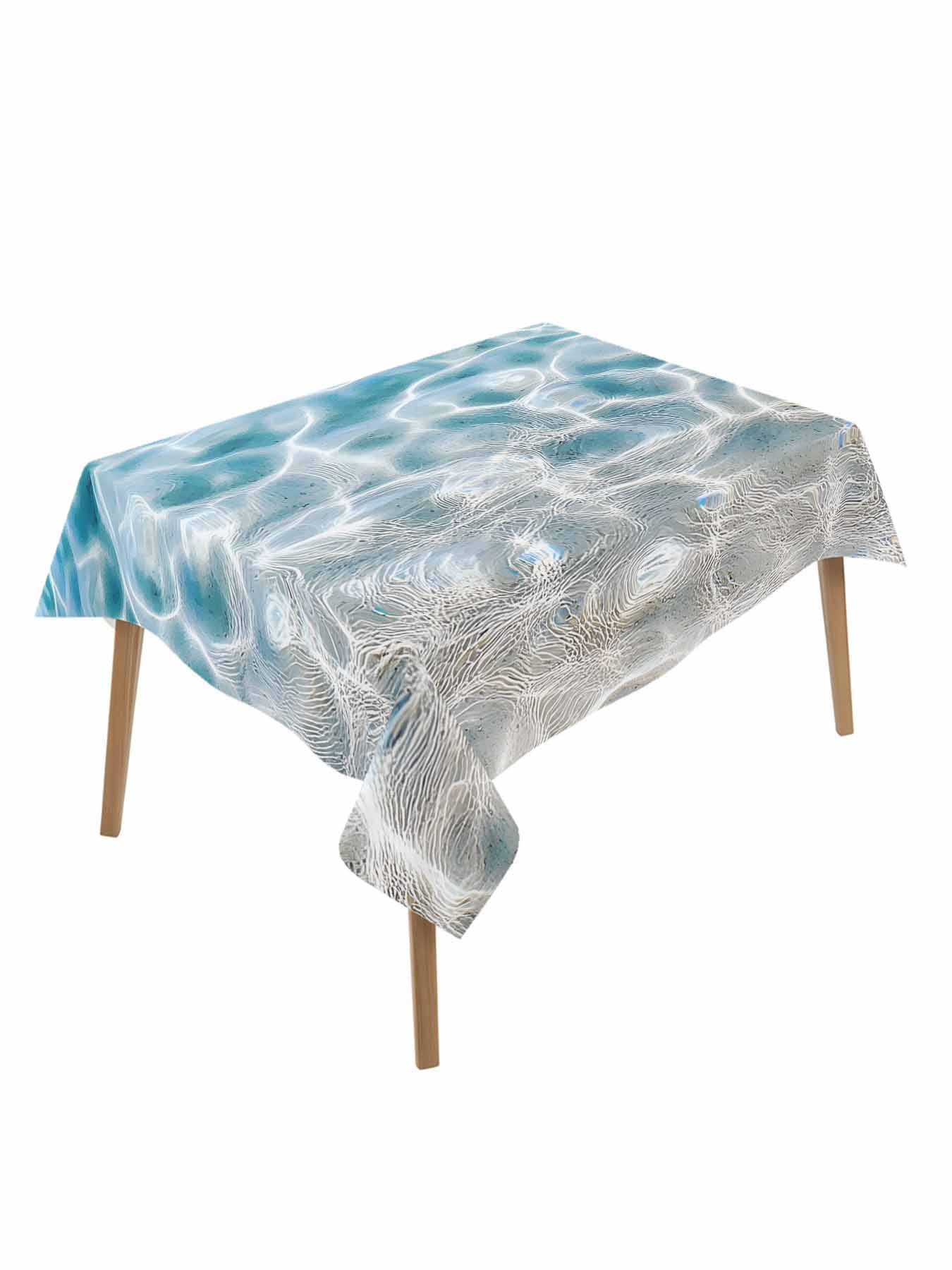 Blue Ocean Rectangle Tablecloth, Underwater Sea Waves Water Ripple ...
