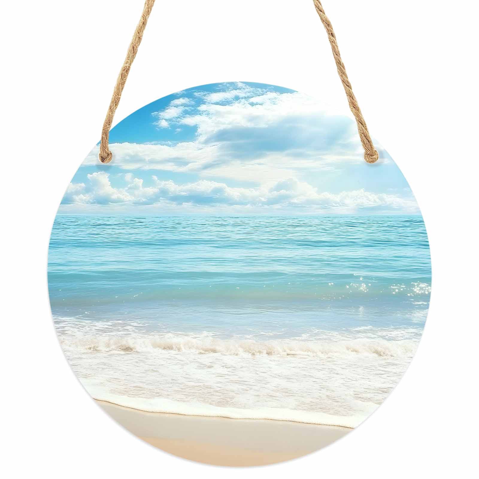 Blue Ocean Round Front Door Welcome Sign, 7.8 Inch Wall Hanging Decor ...