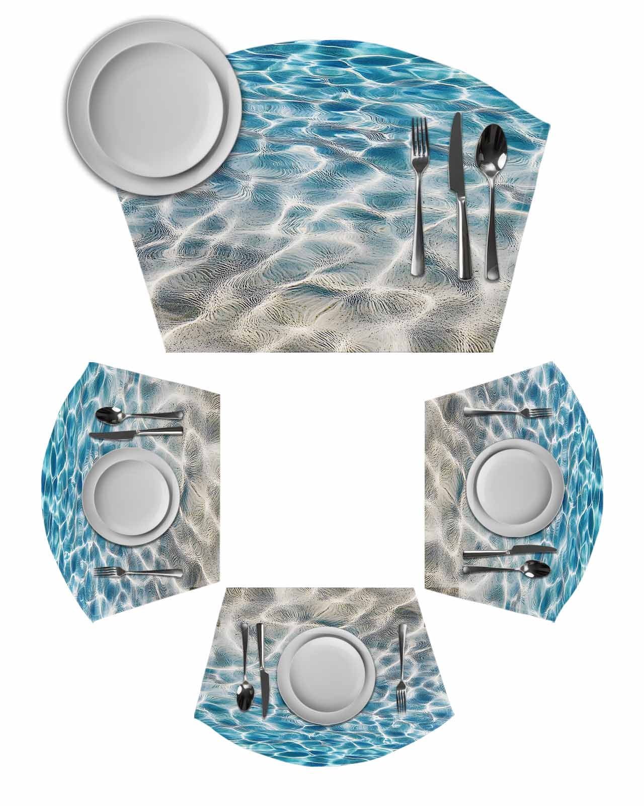 Blue Ocean Round Table Placemats Set of 2 Wedge Placemats, Summer Water ...