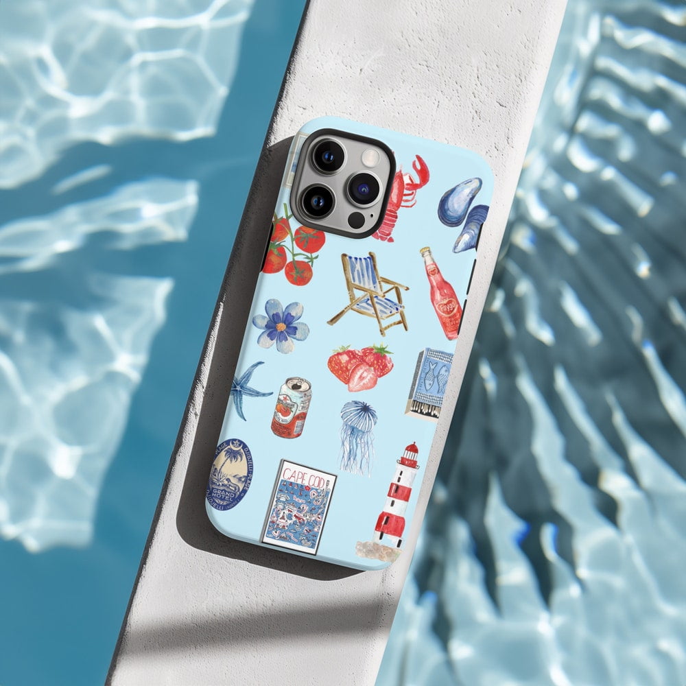 Blue Ocean Seashell Summer Preppy Phone Case with iPhone 17 to 11 Pro ...