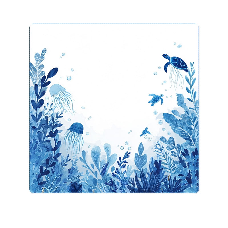Blue Ocean Series Bezel Mahjong Table Mat - 31.5-inch Anti-slip and ...