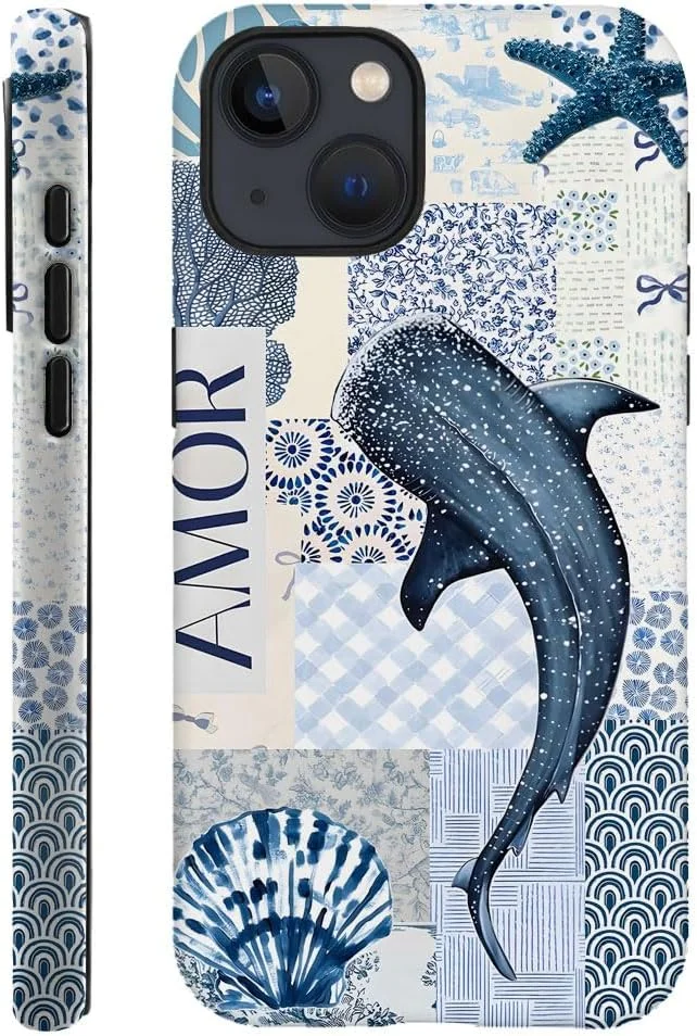 Blue Ocean Shark Aesthetic Shock Protective Case for iPhone 11 12 13 14 ...
