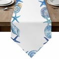 Blue Ocean Shells Conch Table Runner Linen Burlap Table Runner 90 ...
