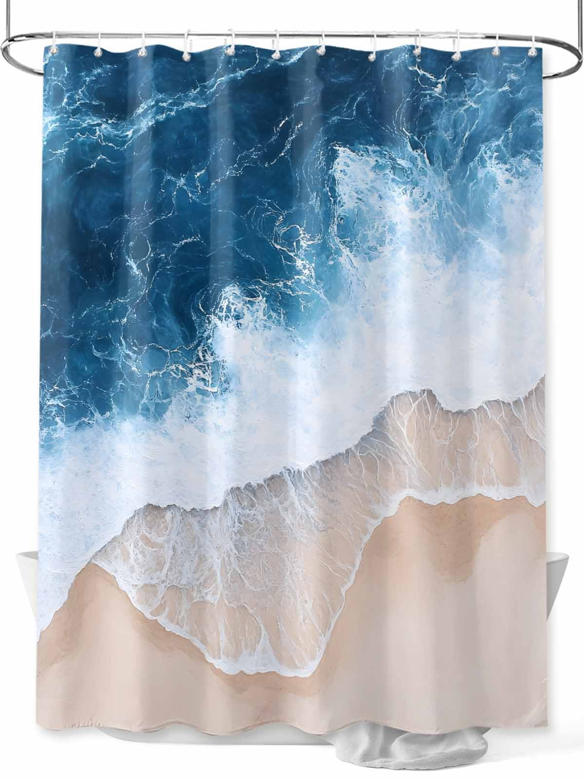Blue Ocean Shower Curtain, Wave Beach Abstract Seaside Scenery Nature ...