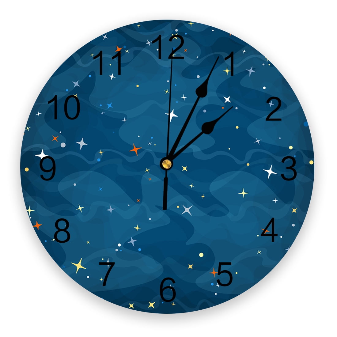 Blue Ocean Sky Stars PVC No Ticking Wall Clock Wall r Kitchen Digital ...