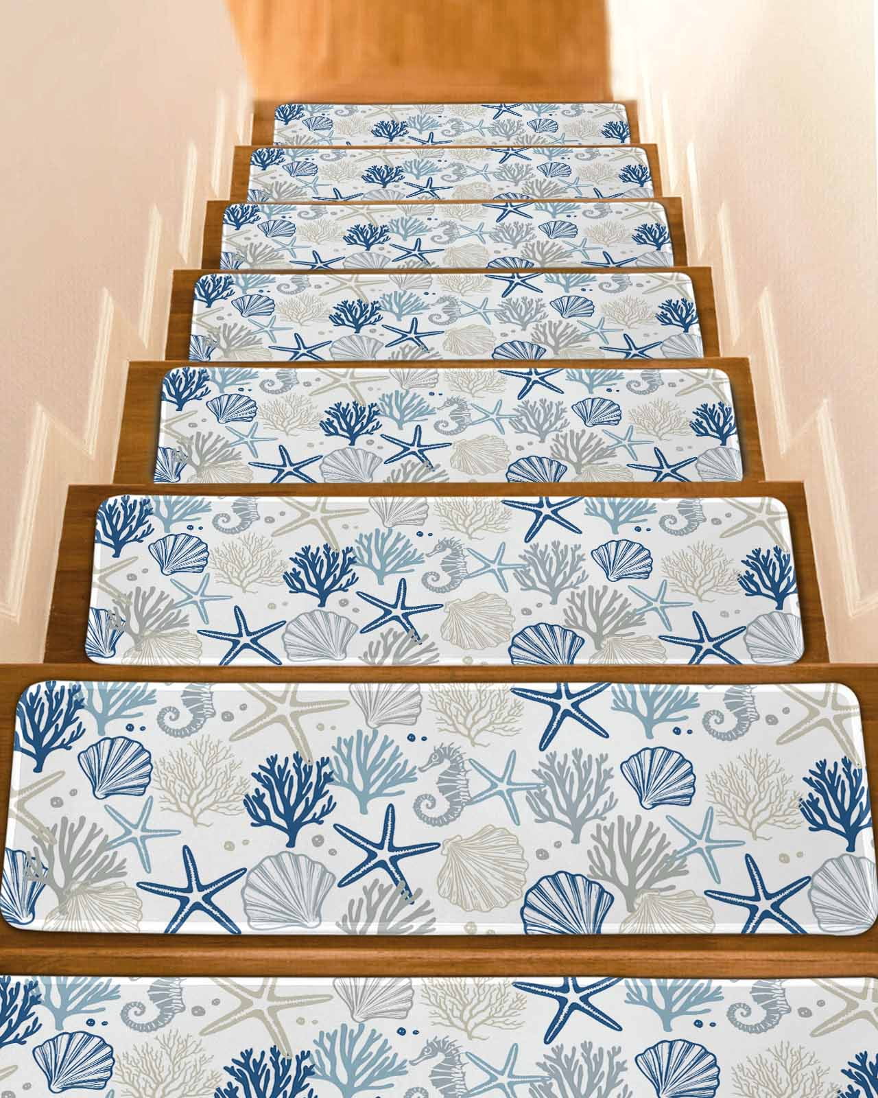 Blue Ocean Stair Treads for Wooden Steps Indoor Runner Rug Carpet ...
