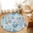 Blue Ocean Starfish Coral Shell Conch Round Rug 3ft Marine Life ...