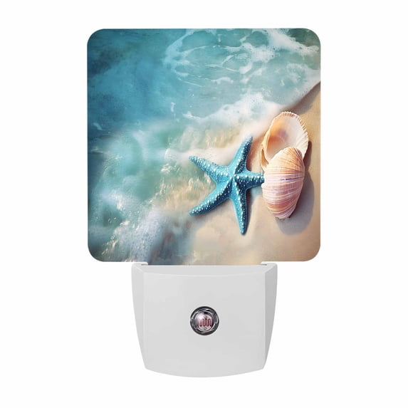 Blue Ocean Starfish Shell Plug-in LED Night Lights Waves Beach Auto ...