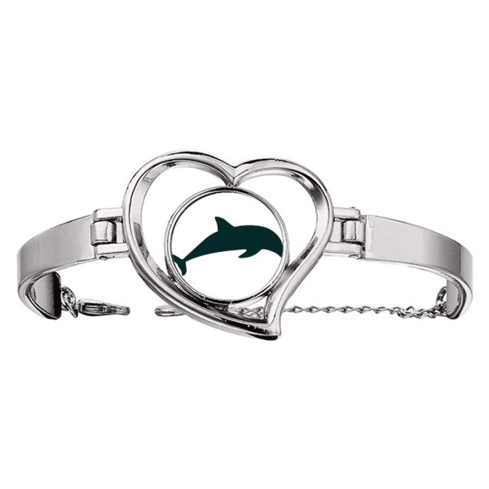 Blue Ocean Streamline Swimng Dolphin Bracelet Heart Jewelry Wire Bangle ...