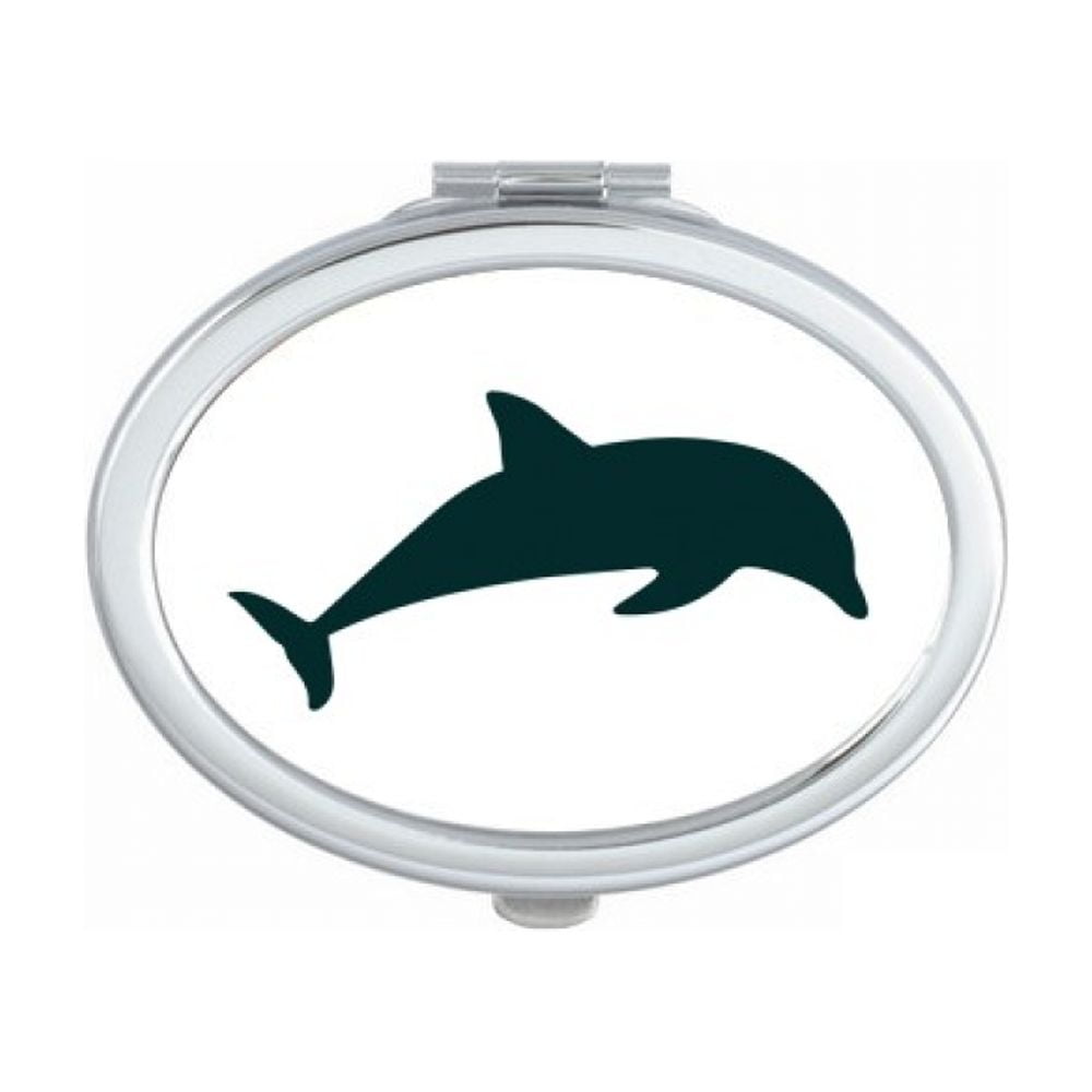 Blue Ocean Streamline Swimng Dolphin Oval Mirror Portable Fold Hand Makeup Double Side Glasses