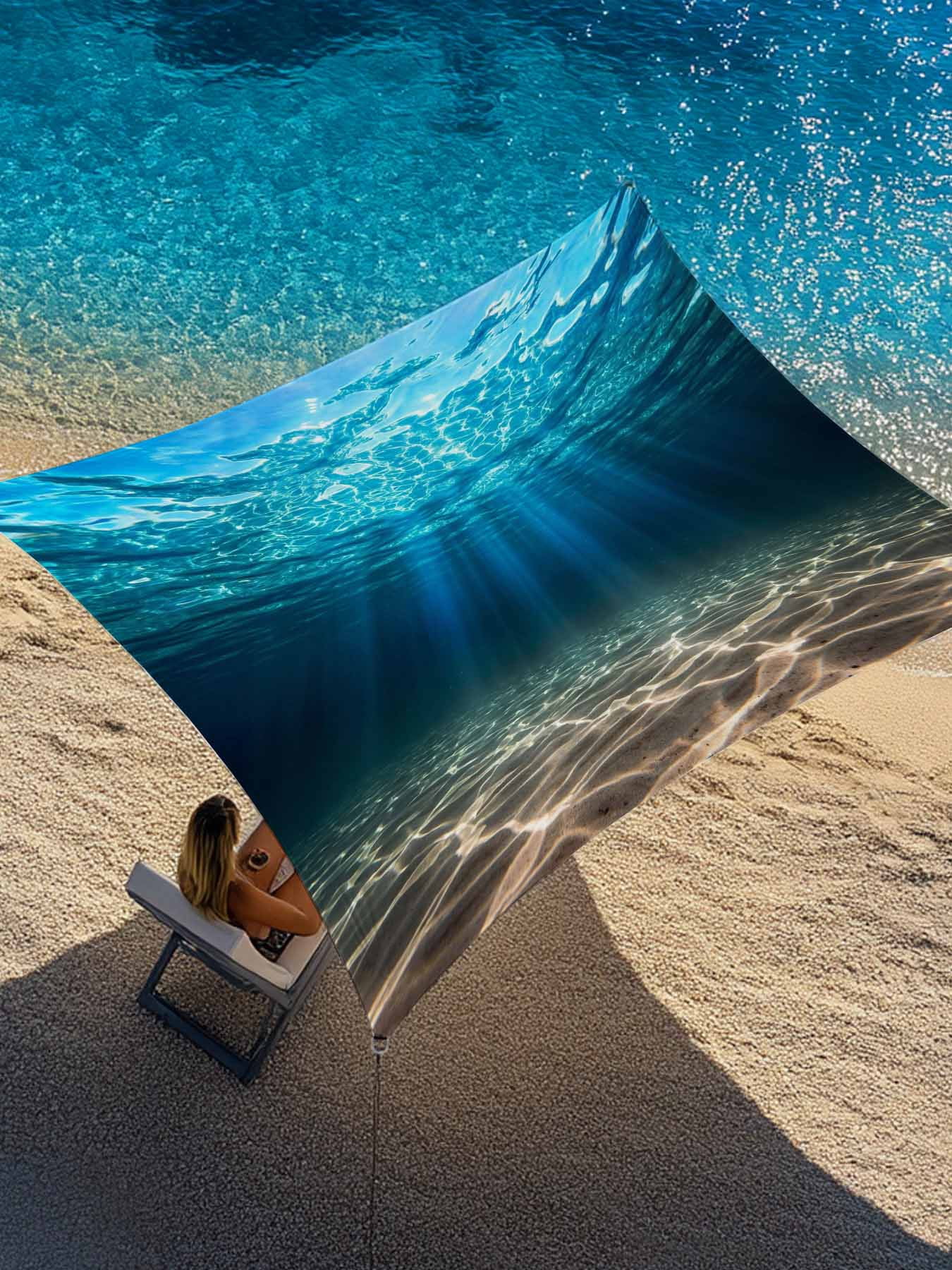 Blue Ocean Sun Shade Sail 12' x 16', Underwater World Clear Water ...