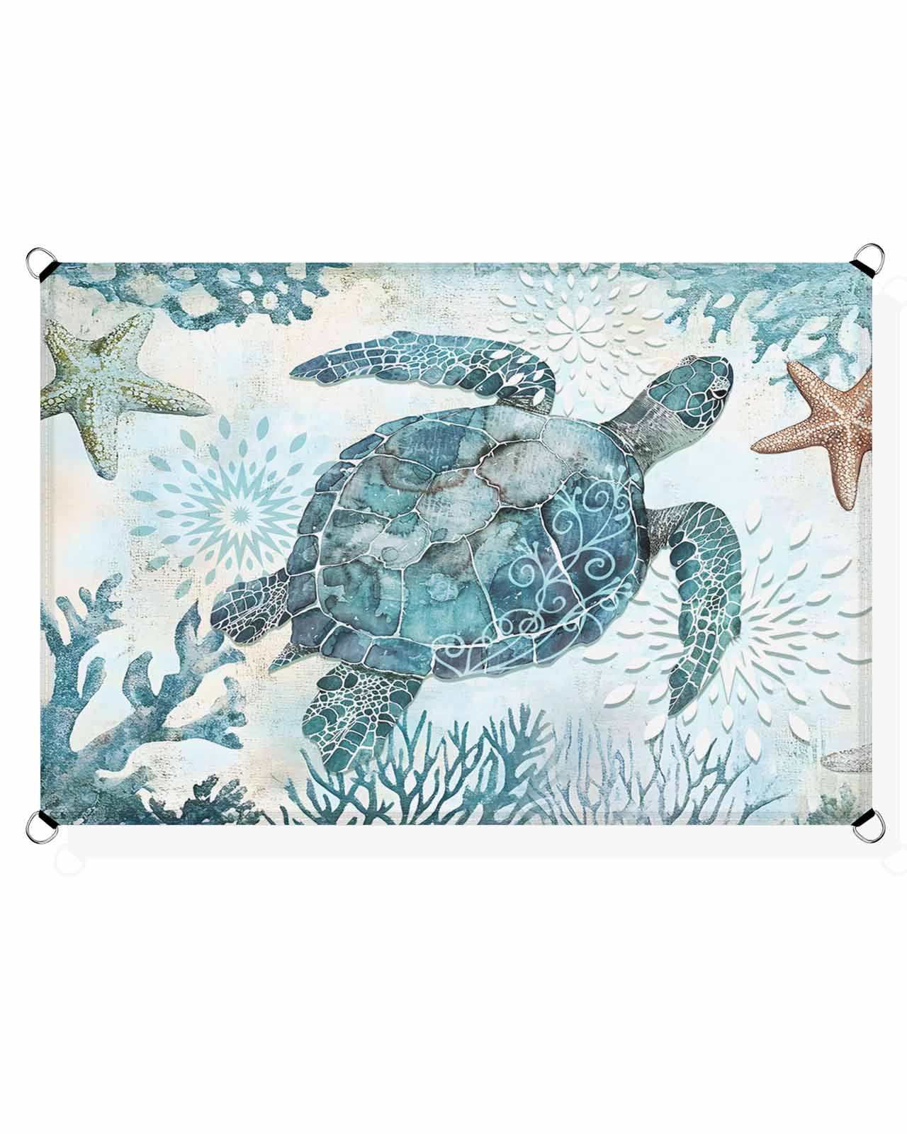 Blue Ocean Sun Shade Sail 6.5'X10' Sea Turtle UV Block Outdoor Sail ...