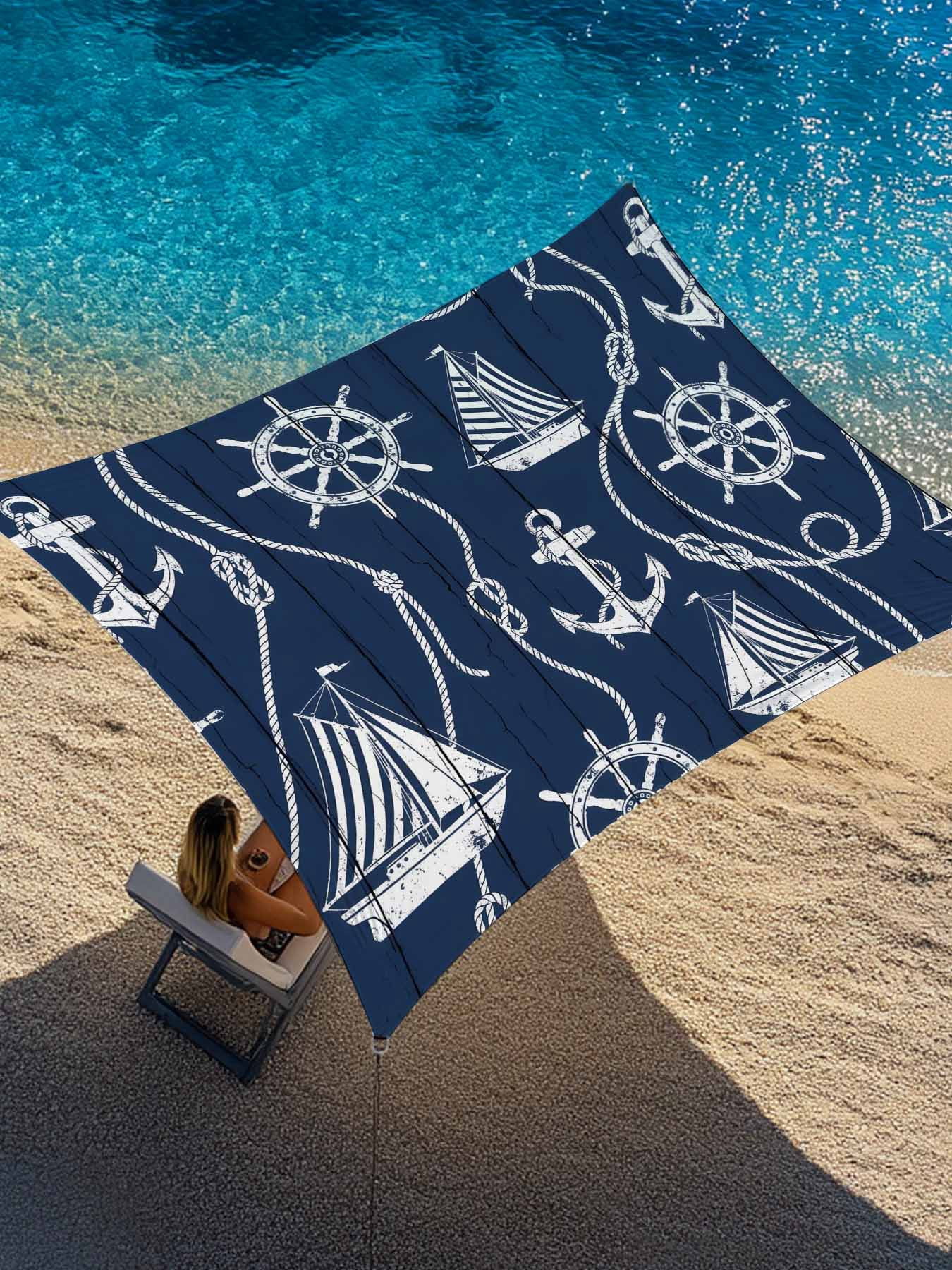 Blue Ocean Sun Shade Sail 8' x 10', Rustic Nautical Coastal Sea Beach ...