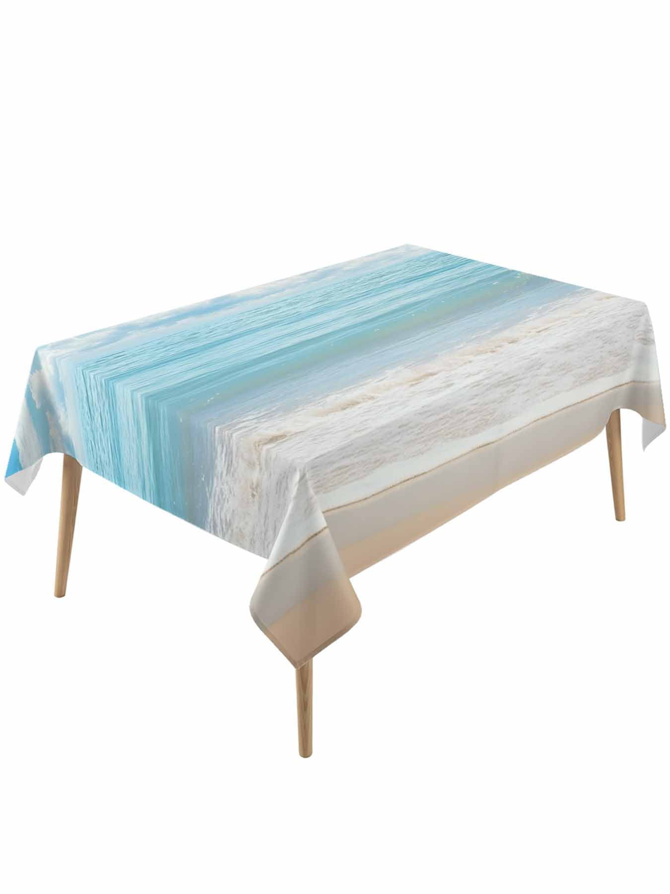 Blue Ocean Table Cloth, Coastal Sea Beach Shore Sky Waves Scenery ...