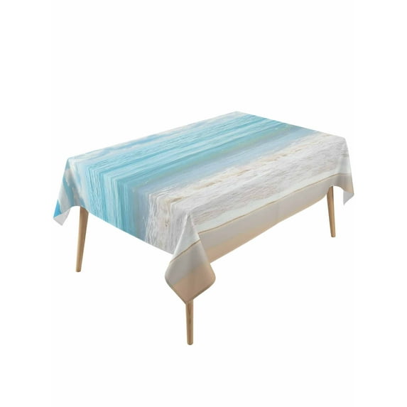 Blue Ocean Table Cloth, Coastal Sea Beach Shore Sky Waves Scenery ...