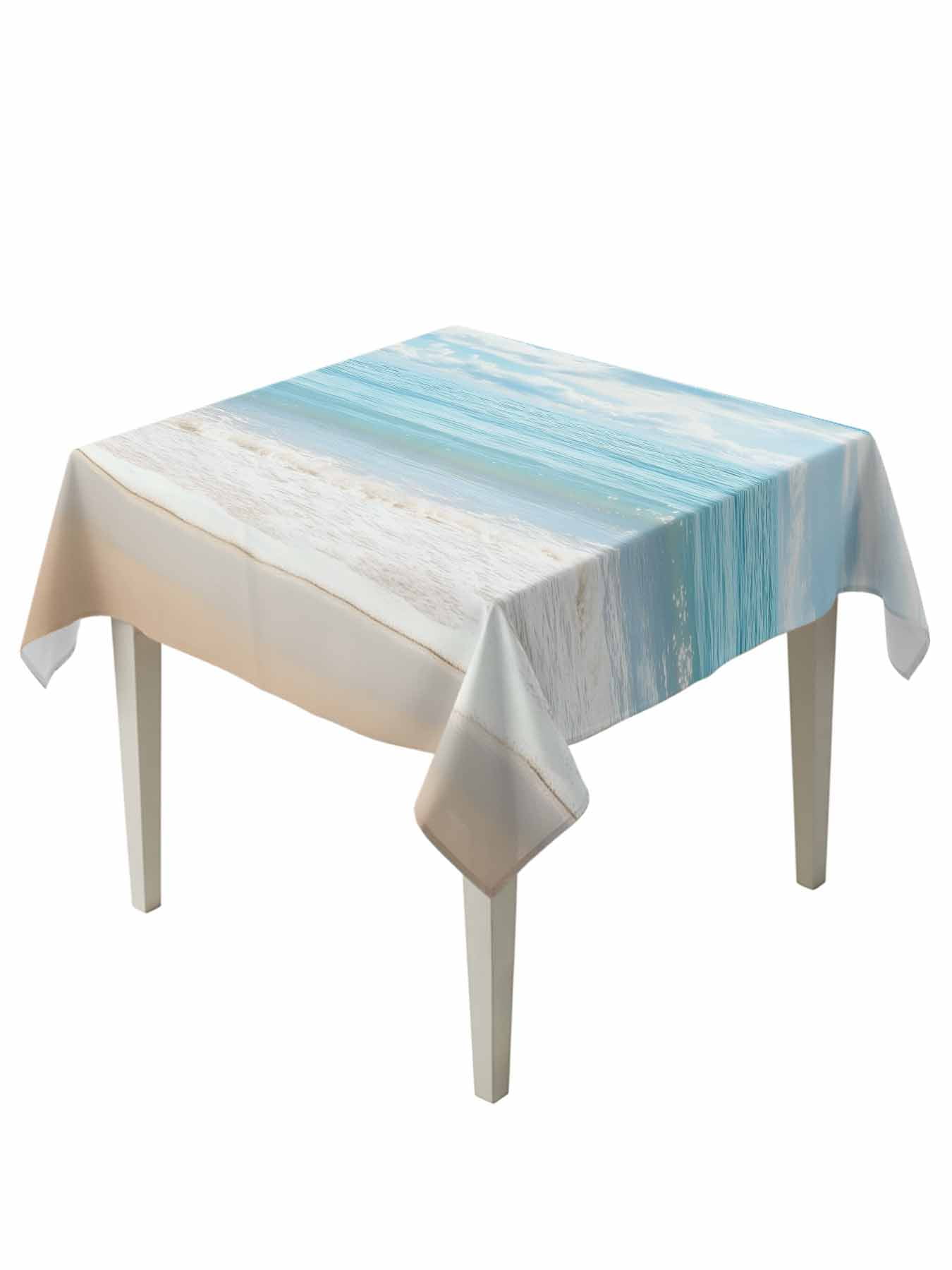 Blue Ocean Table Cloth, Coastal Sea Beach Shore Sky Waves Scenery ...