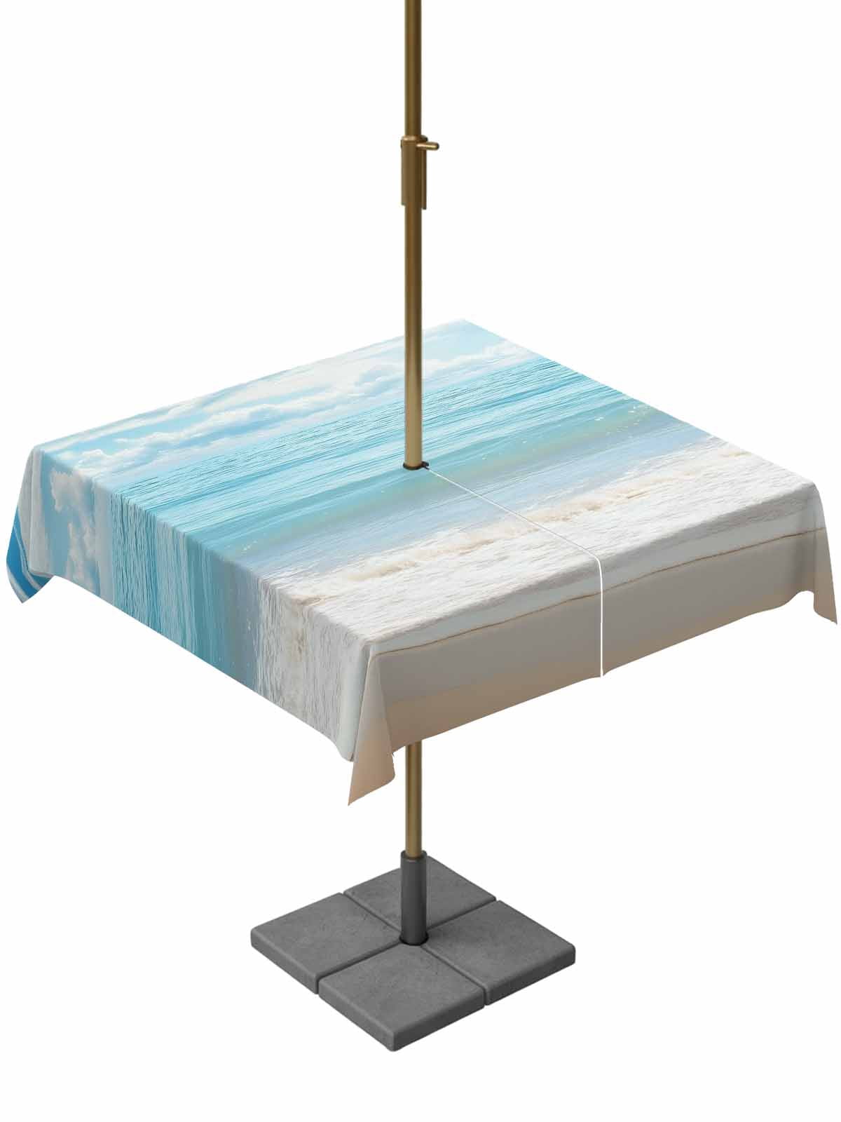 Blue Ocean Table Cloth Rectangle Outdoor Tablecloth, Coastal Sea Beach ...
